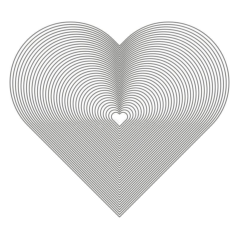 Geometric Heart Shape. Concentric Line Pattern. Abstract Heart Outline ...
