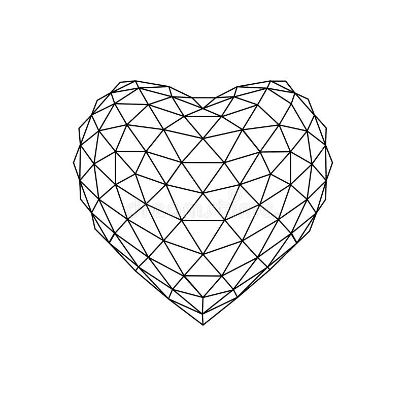 Geometric Heart Shape Logo Isolated on White Background Love Concept ...