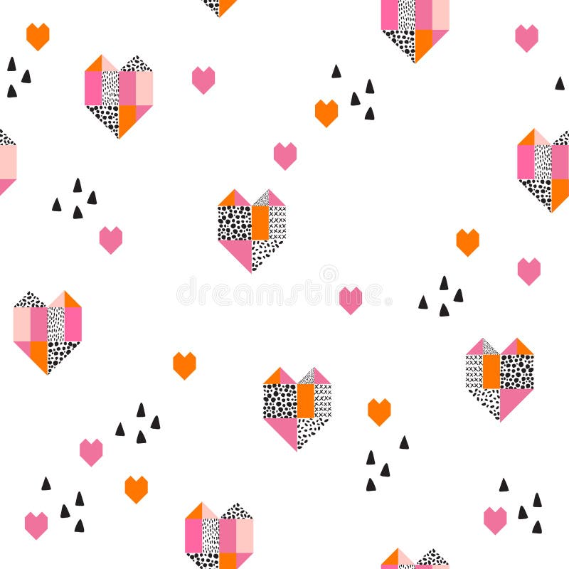 Geometric Hearts Background. Abstract Hearts and Geometric Shapes ...