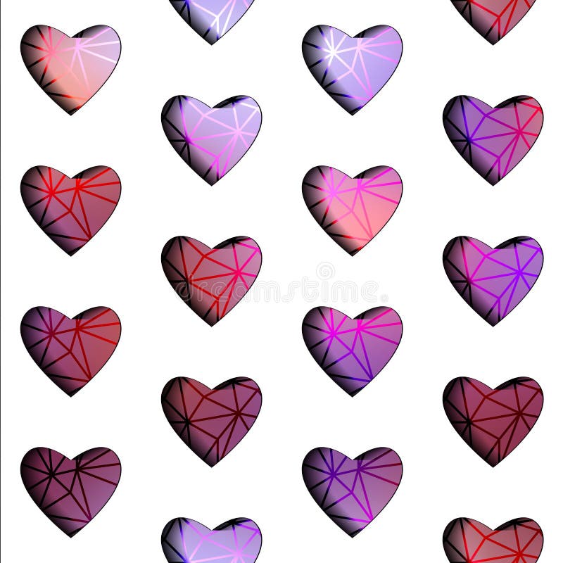 Geometric hearts pattern. stock vector. Illustration of curve - 86569421