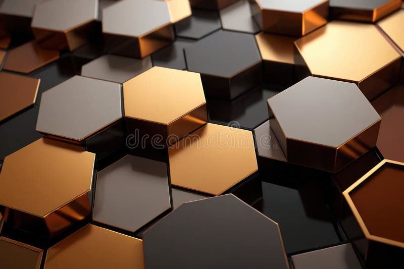 Geometric Hexagon 3d Pattern of Metal Chrome, Abstract Texture ...