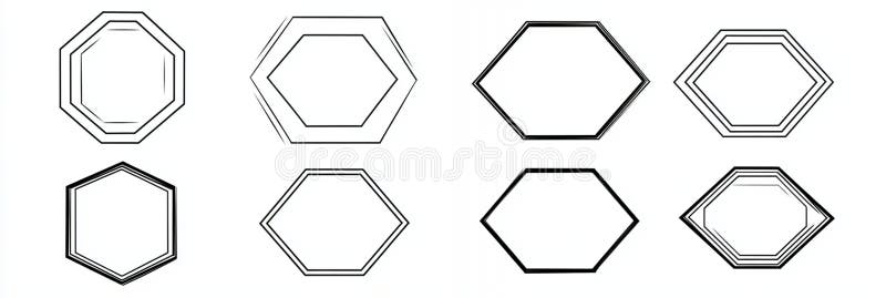 Geometric Hexagon Octagon Frames Set Modern Design Elements Art Logo ...