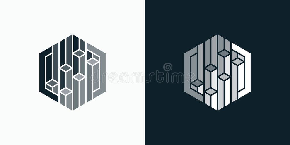 Geometric Hexagon Shape Growth Graph Vector Logo Design with Three ...