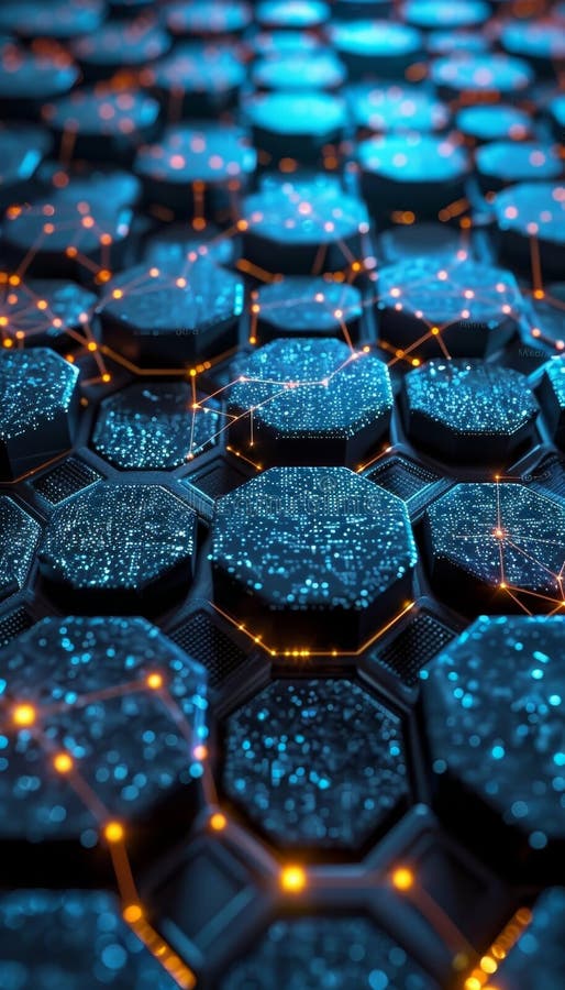 Geometric Hexagon Technology Pattern in Blue, Ideal for Futuristic ...
