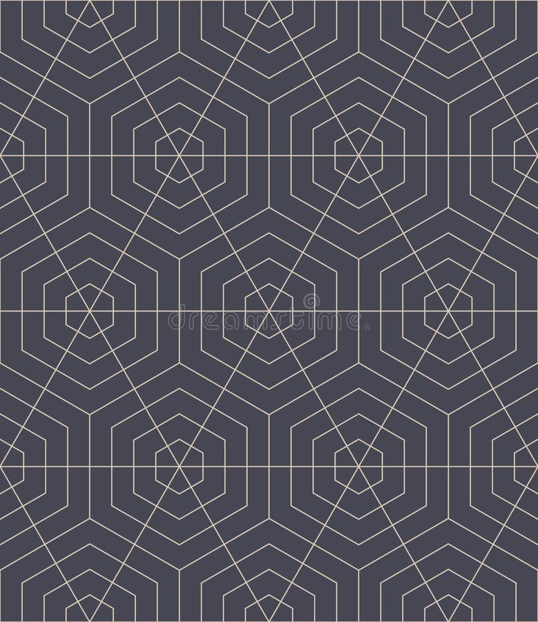 Geometric Hexagonal Grid Outline Seamless Pattern Vector Art Abstract Background Stock Vector ...