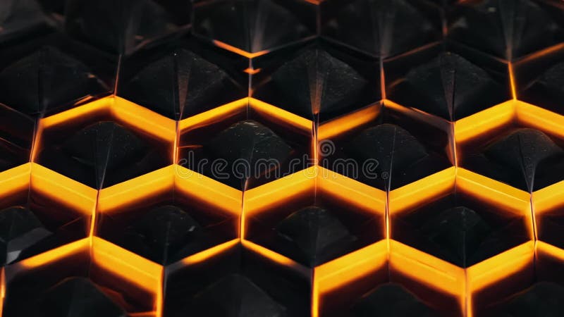 Futuristic Hexagonal Pattern with Illuminated Orange and Black ...