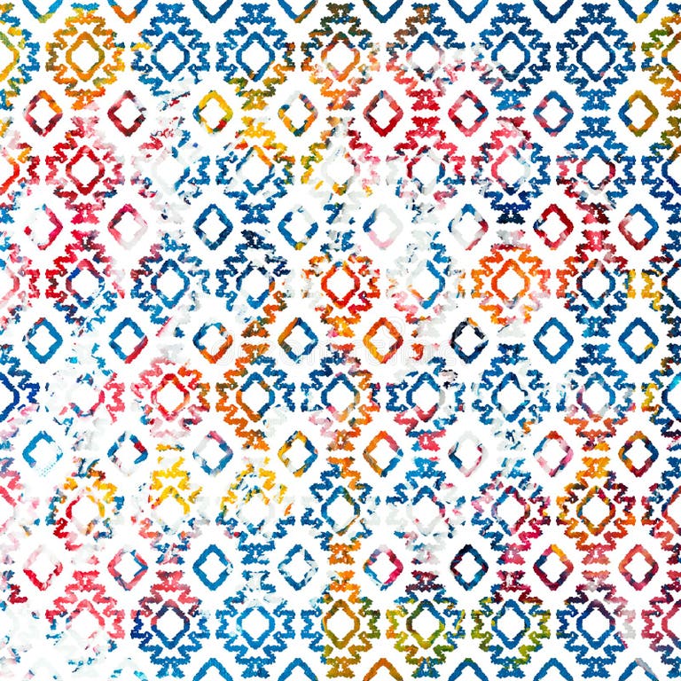 Geometric High Definition Repeat Boho Pattern Isolated on White Canvas ...