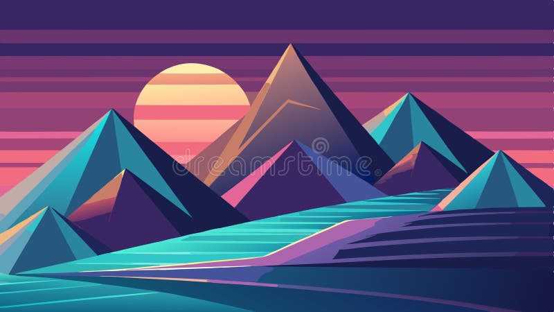 Geometric Hills Vector Style Cool Palette Stock Illustration ...