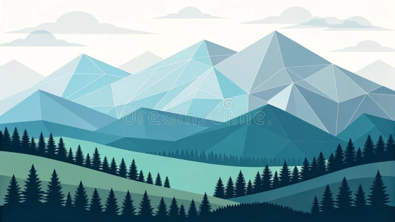 Geometric Hills Vector Style Cool Palette Stock Illustration ...