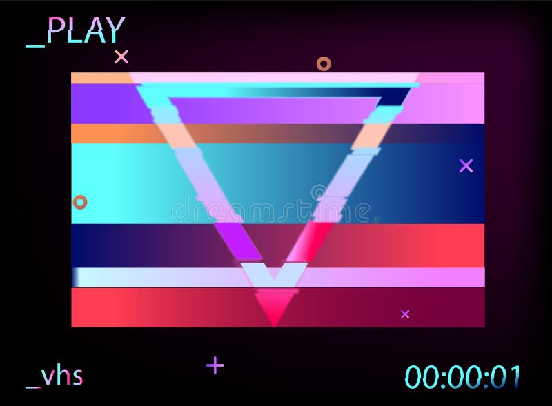 Geometric Holographic in Synthwave Style . Glitch Effect. Vhs. Retro ...
