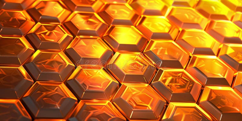 Abstract Honeycomb Pattern with Golden Glow Creates a Futuristic ...