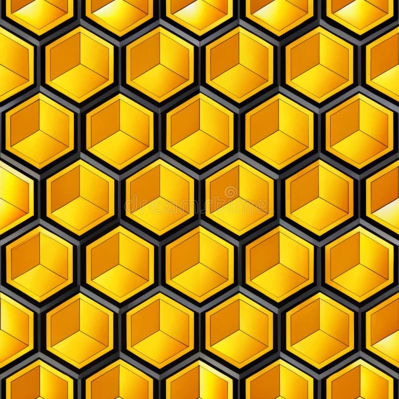 Geometric Honeycomb Pattern with Vibrant Yellow Hexagons Stock Photo ...