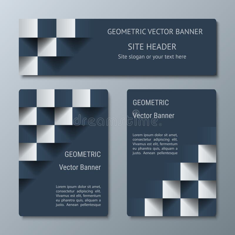 Geometric Vertical Narrow Rectangular Banners with 3d Effect for a Business Website Stock Vector ...