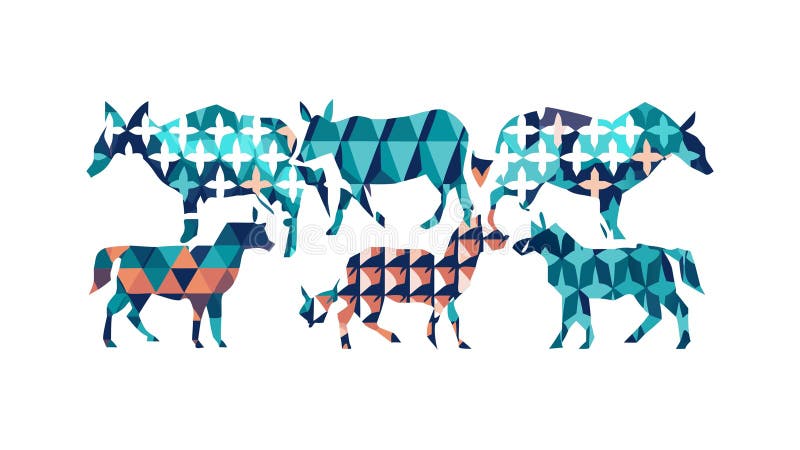 Geometric Horse Herd Vector Art for Dynamic Patterns, Vector Design ...