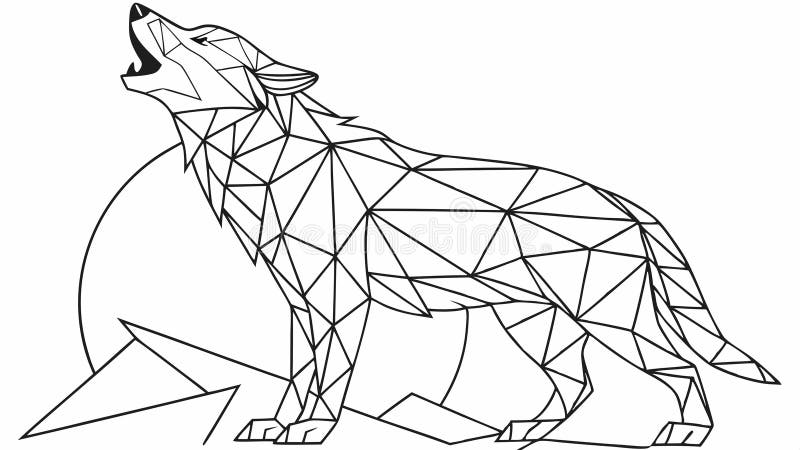 Geometric Howling Wolf Illustration, Vector Design Generative AI Stock ...