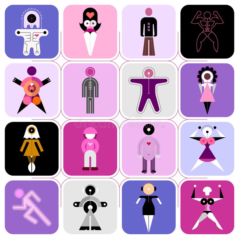 Geometric Human Models stock illustration. Illustration of collage ...