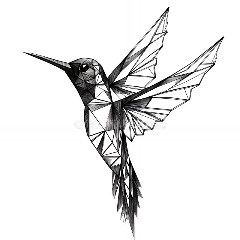 A Geometric Hummingbird Illustration with Sharp Lines and a Minimalist ...