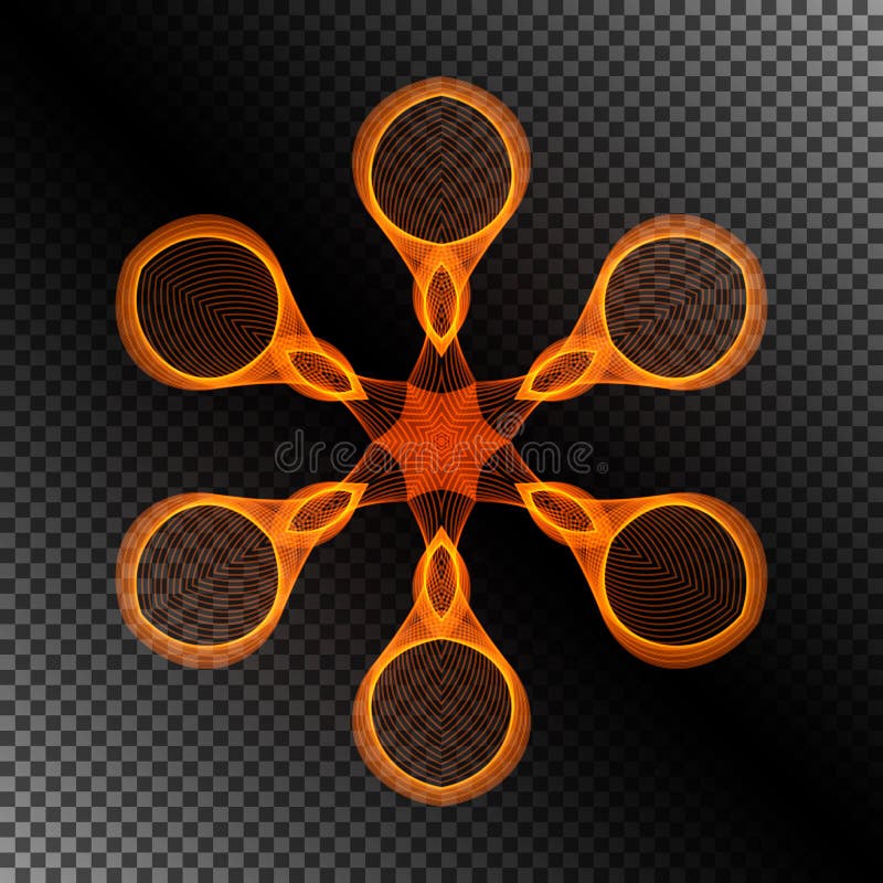 Geometric Icon Fire Hot Snowflake on Transparent Background. Stock ...