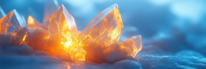 Geometric Icy Crystals Emit a Warm Glow, Reflecting Abstract Patterns ...