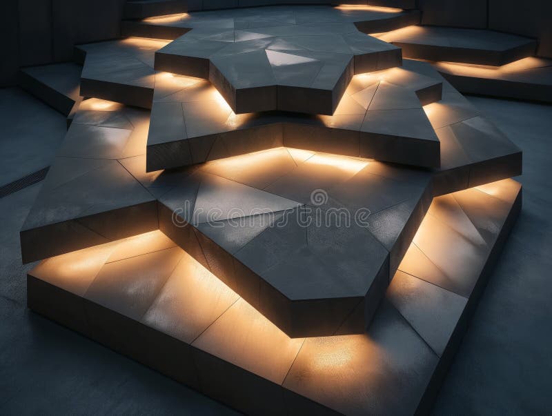 Geometric Illuminated Steps Stock Photo - Image of minimalism, pattern ...