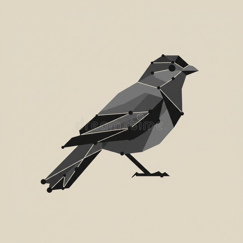 Geometric Illustration of a Bird Using Polygons and Lines. the Artwork ...