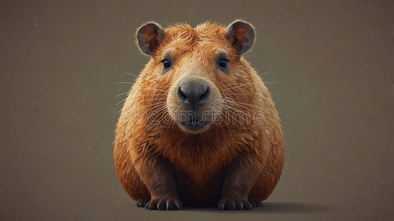 Geometric Illustration of a Capybara with Textured Fur and Symmetrical ...