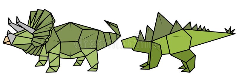 Geometric Illustration of Dinosaurs on a White Background. Stock ...