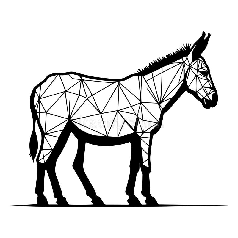 Black Donkey Silhouette Vector Illustration on White Background. Stock ...