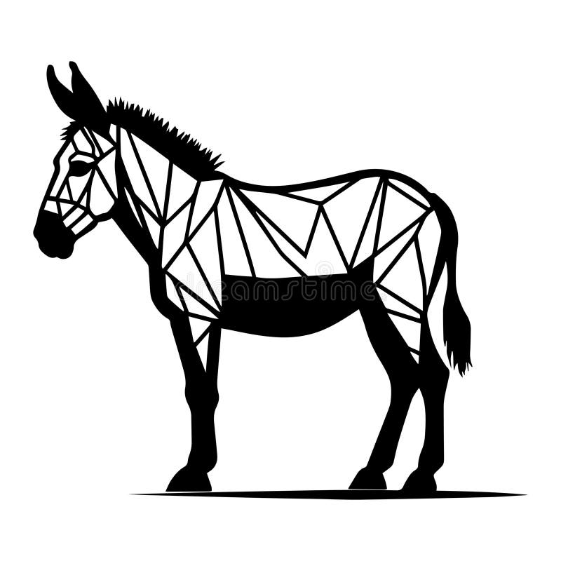 Black Donkey Silhouette Vector Illustration on White Background. Stock ...