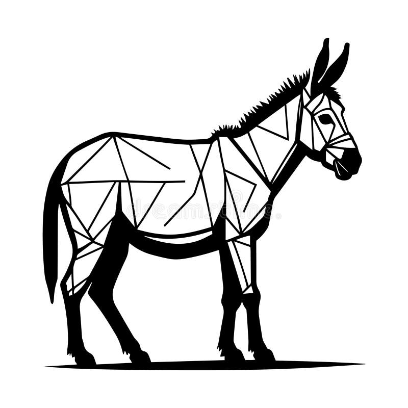 Black Donkey Silhouette Vector Illustration on White Background. Stock ...