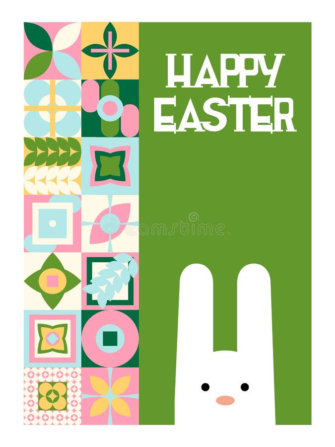 Geometric Illustration for Easter Holidays with Simple Flat Hare and ...