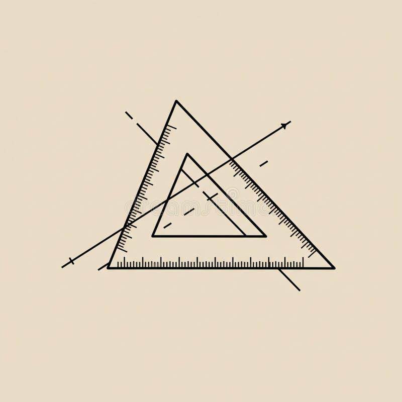 Geometric Illustration Features Overlapping Triangles with Ruler ...