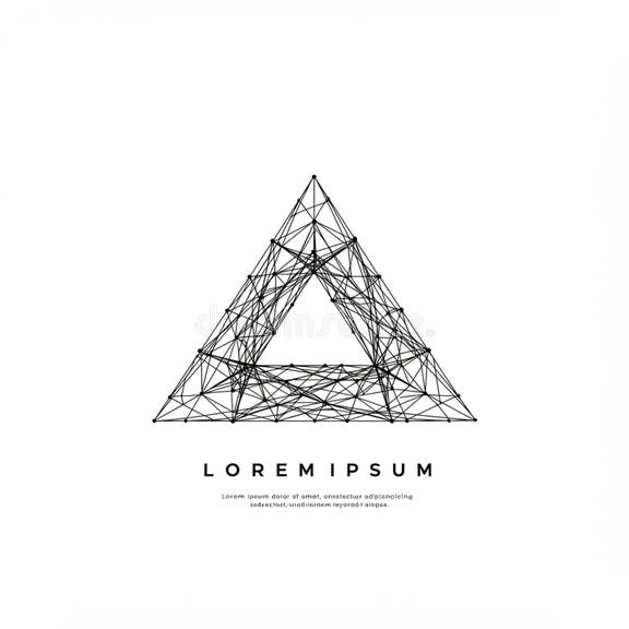 Geometric Illustration Featuring a Black Wireframe Pyramid Composed of ...