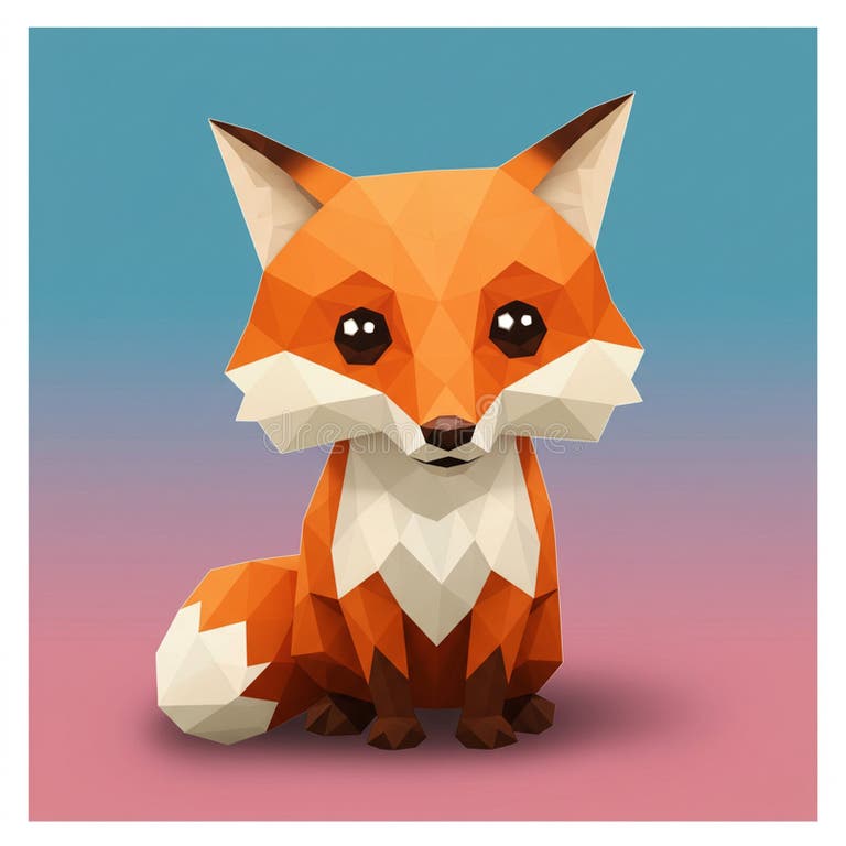 Geometric Illustration of a Fox Using Low-poly Design. the Fox Features ...