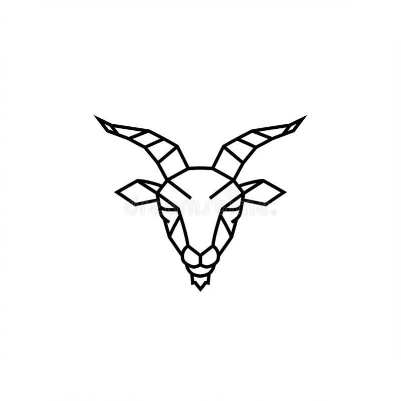 Geometric Illustration of a Goat S Head, Featuring Sharp, Angular Lines ...