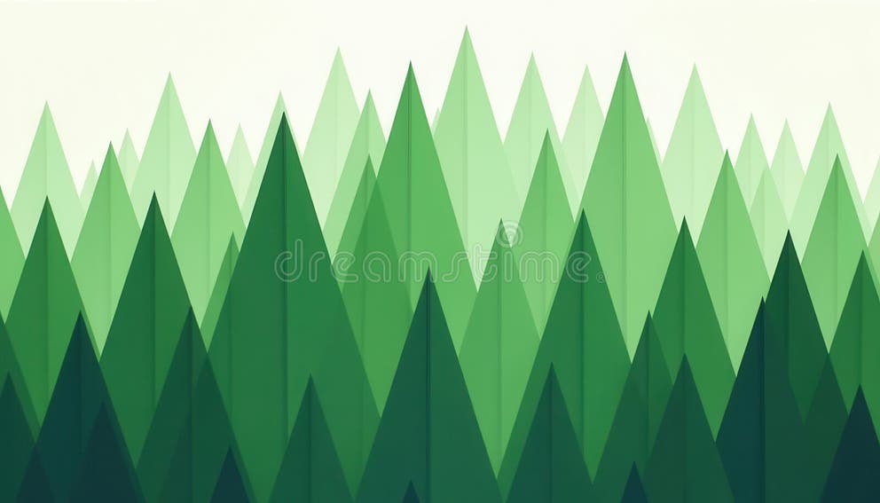 A Geometric Illustration of a Green Forest with Triangular Tree Shapes ...