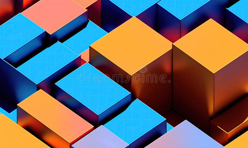 .Abstract Isometric Background from Colored Blocks, Generated by ...
