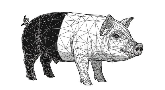 Geometric Illustration of a Pig Composed of Triangular Polygons ...