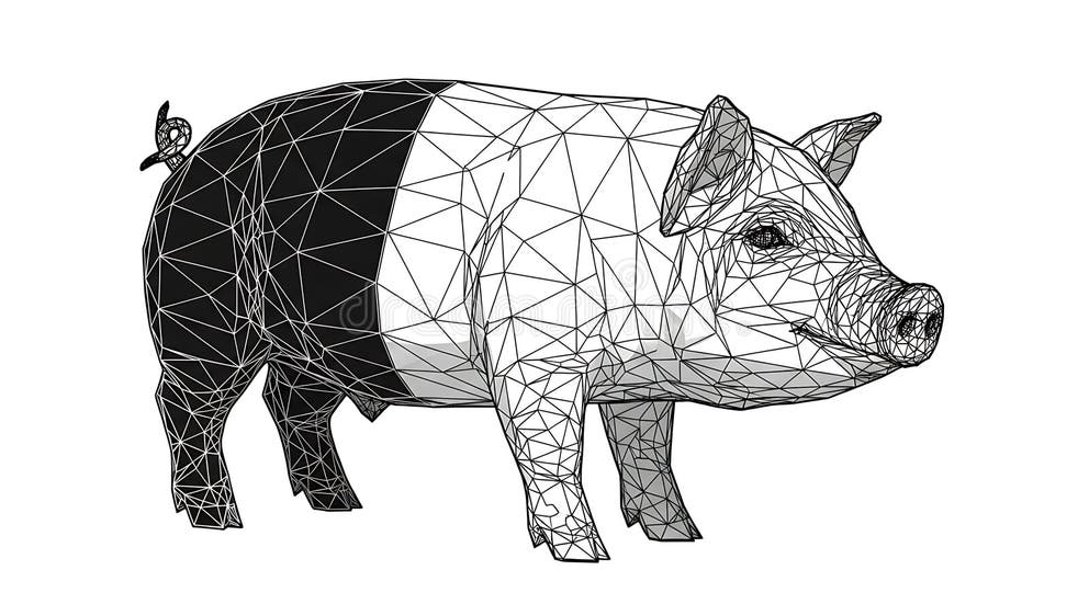 Geometric Illustration of a Pig Composed of Triangular Polygons ...