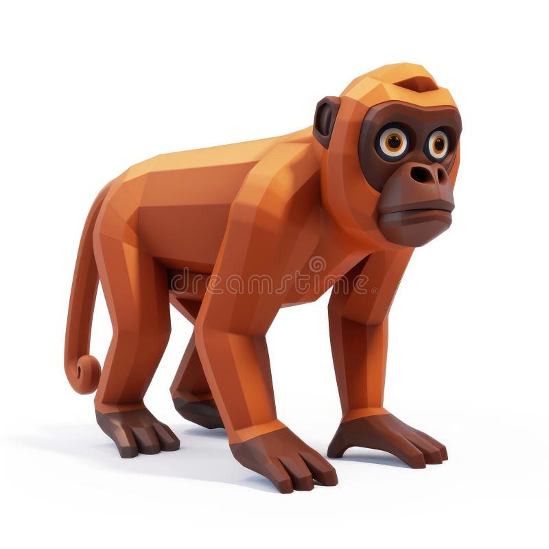 Low Poly Orangutan Ape 3D Render Stock Illustration - Illustration of ...