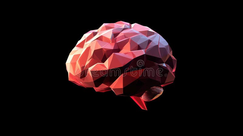 Geometric Illustration of a Stylized Brain with Vibrant Colors Stock ...