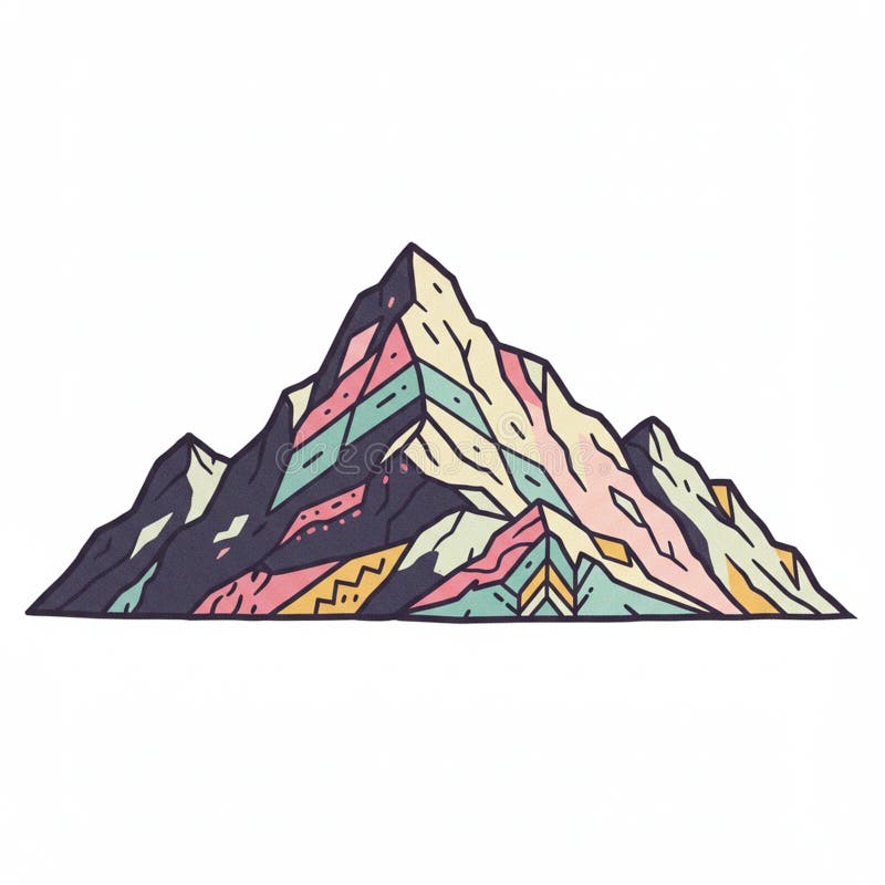 Geometric Illustration of a Stylized Mountain Range with Sharp Peaks ...