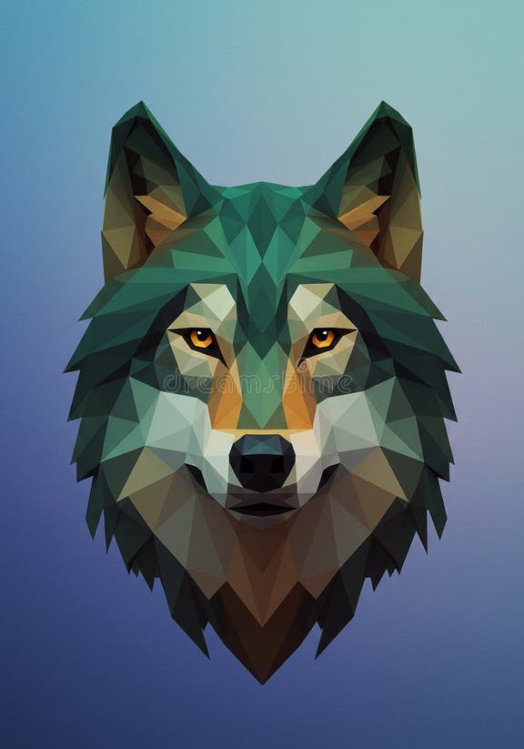 Geometric Illustration of a Wolf S Head, Constructed with Multicolored ...