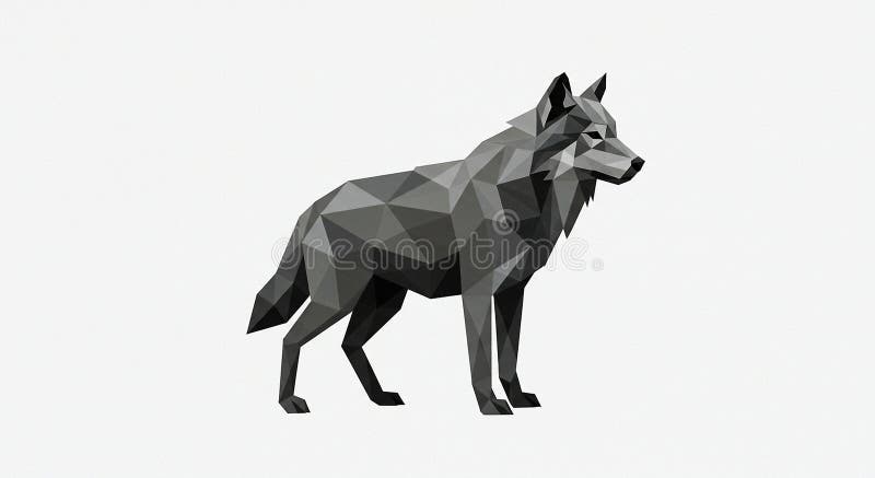 Geometric Illustration of a Wolf Using Various Gray-toned Polygons ...