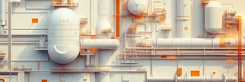 Geometric Industrial Pattern Showcasing Oil Tanks, Pipes, and Rigs in a ...