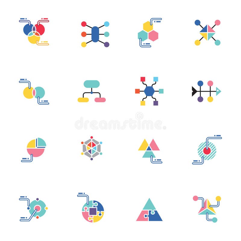Geometric Infographic Flat Sign Icons Collection. Simple Design Vector ...