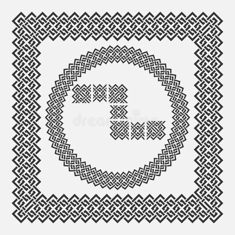 Geometric Interlaced Black Squares Pattern. Set for Creating Frames and ...