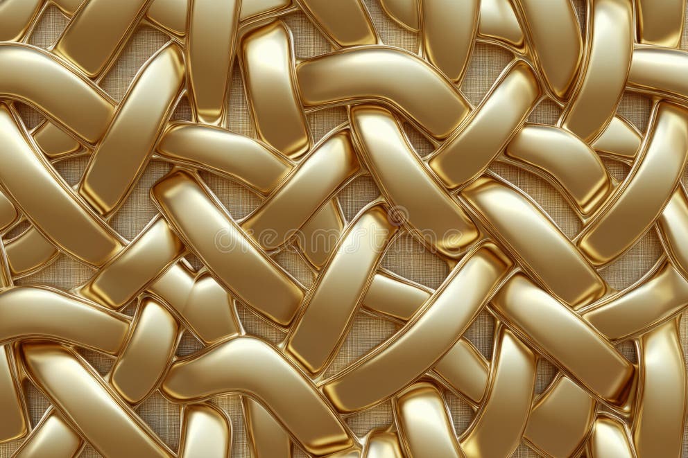 Geometric Interlocking Pattern in Gold, Repeated Seamlessly, Creating a ...
