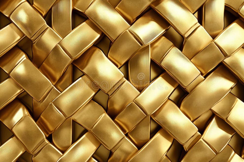 Geometric Interlocking Pattern in Gold, Repeated Seamlessly, Creating a ...
