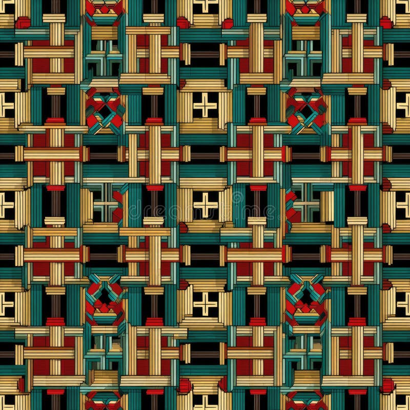 Geometric Interlocking Pillars: a Vibrant, Structured Art Deco Pattern ...